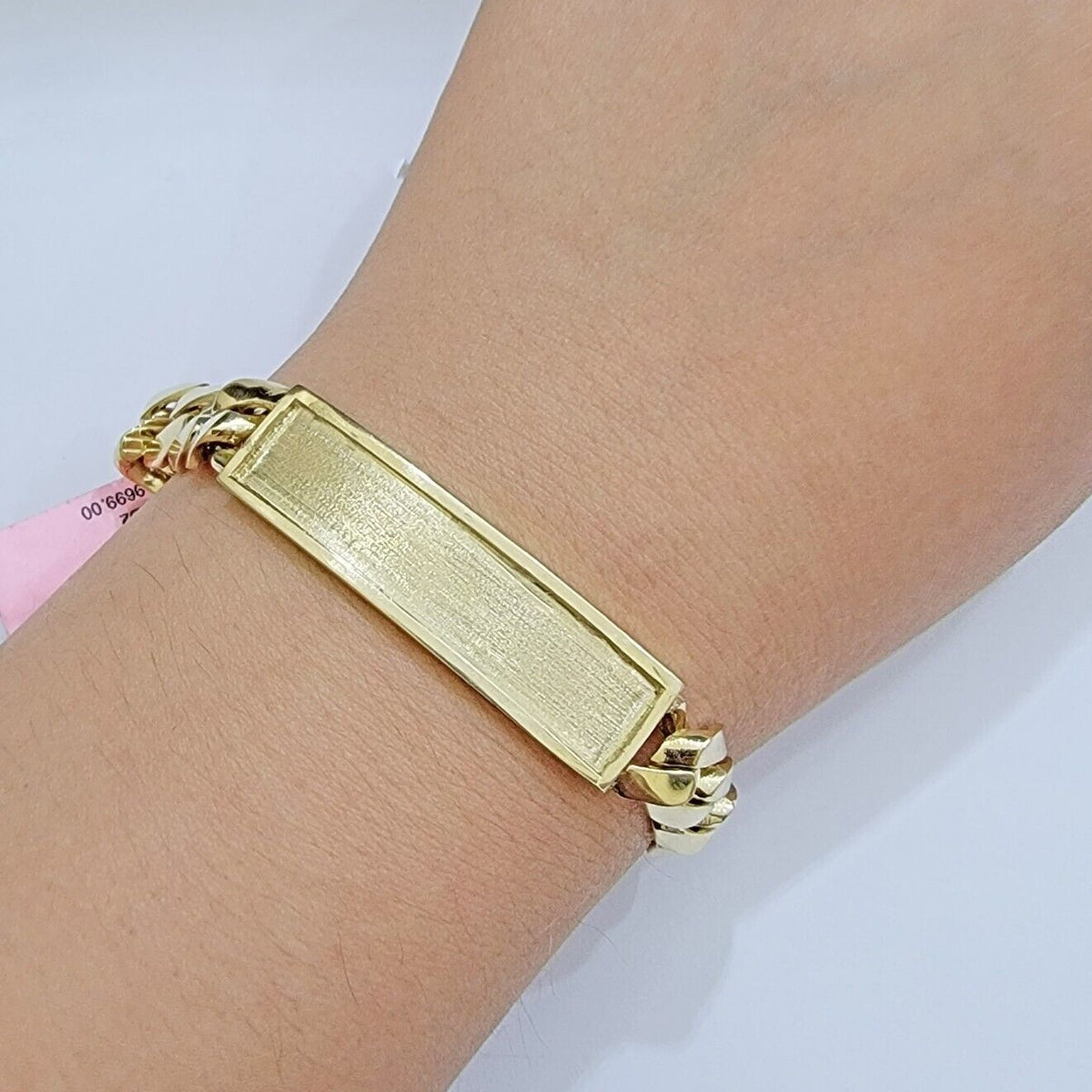 Real 14k Gold Bracelet ID Name Plate 8 Inch Miami Cuban Link 10mm Men ...