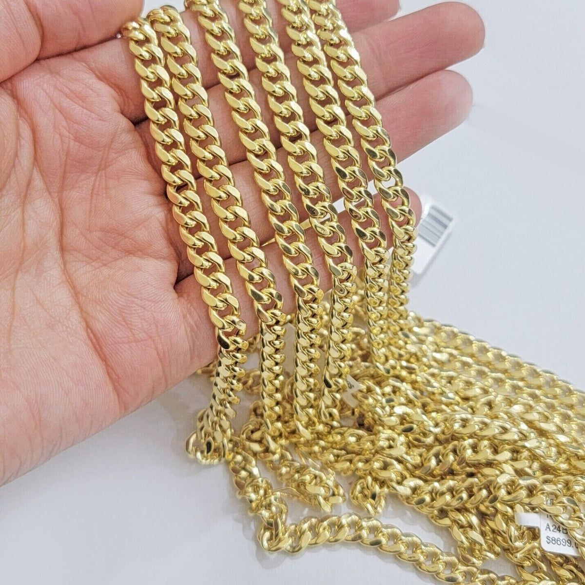 Real 14k Yellow Gold Miami Cuban Link Chain 7mm 22" Necklace Box Lock ...